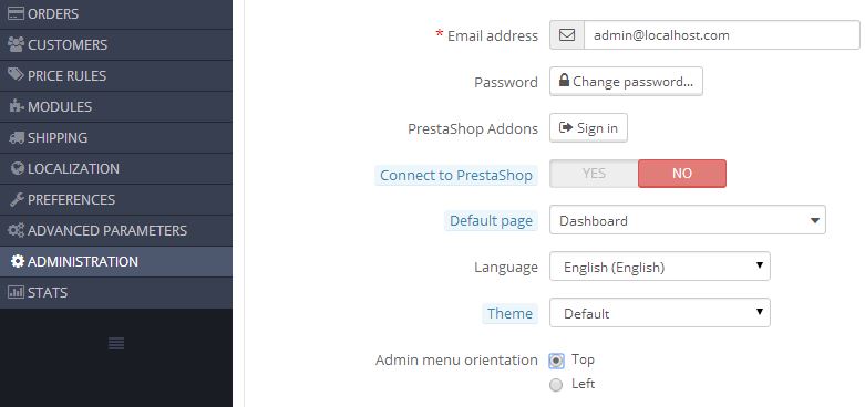 Prestashop 1.6 admin - comment activer la barre horizontale